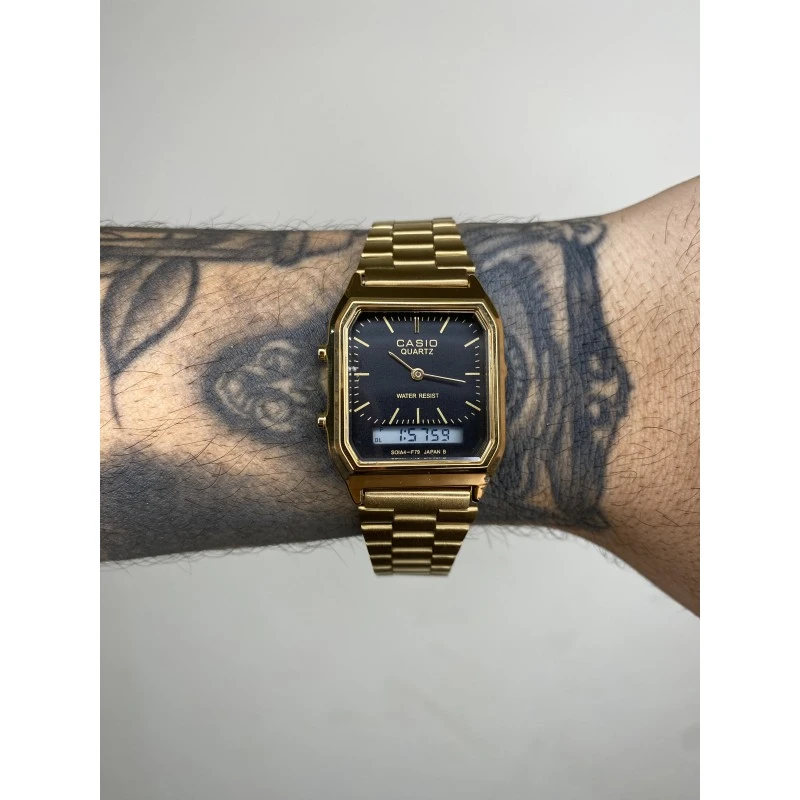CASIO VINTAGE QUARTZ DOURADO FUNDO PRETO